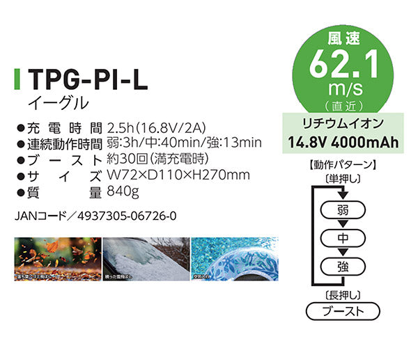 日動工業 TPG-PI-L エアーダスターブロワー 突風GUN イーグル NICHIDO
